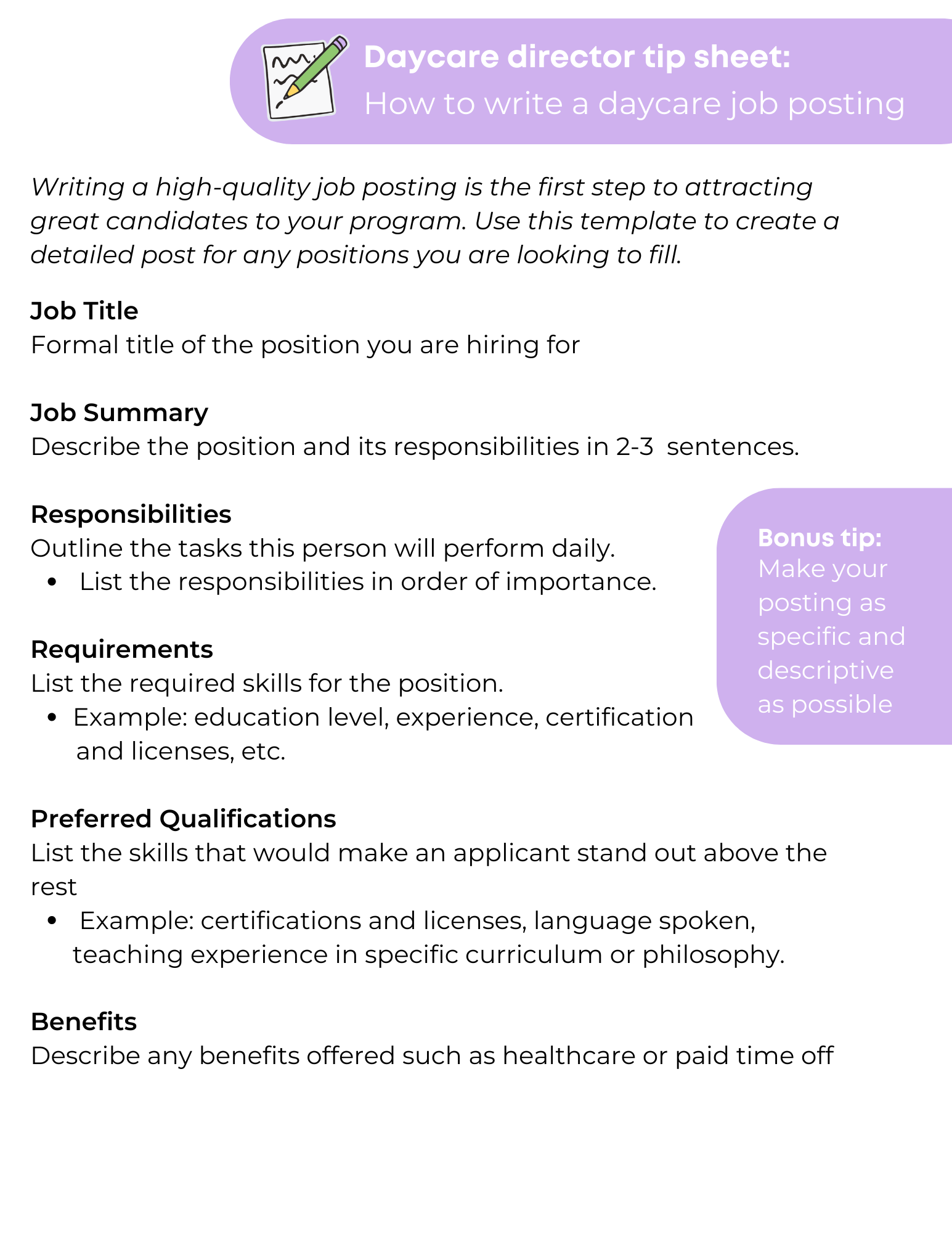 Resources for Daycare Directors: Hiring Toolkit with FREE Templates